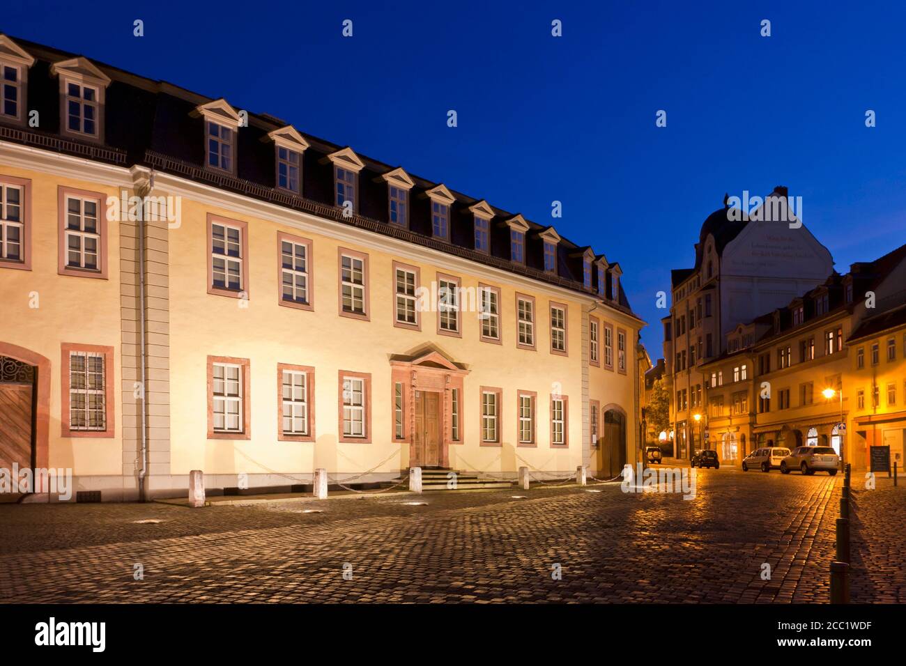 Germany, Thuringia, Weimar, View of Goethe House at night Stock Photo ...