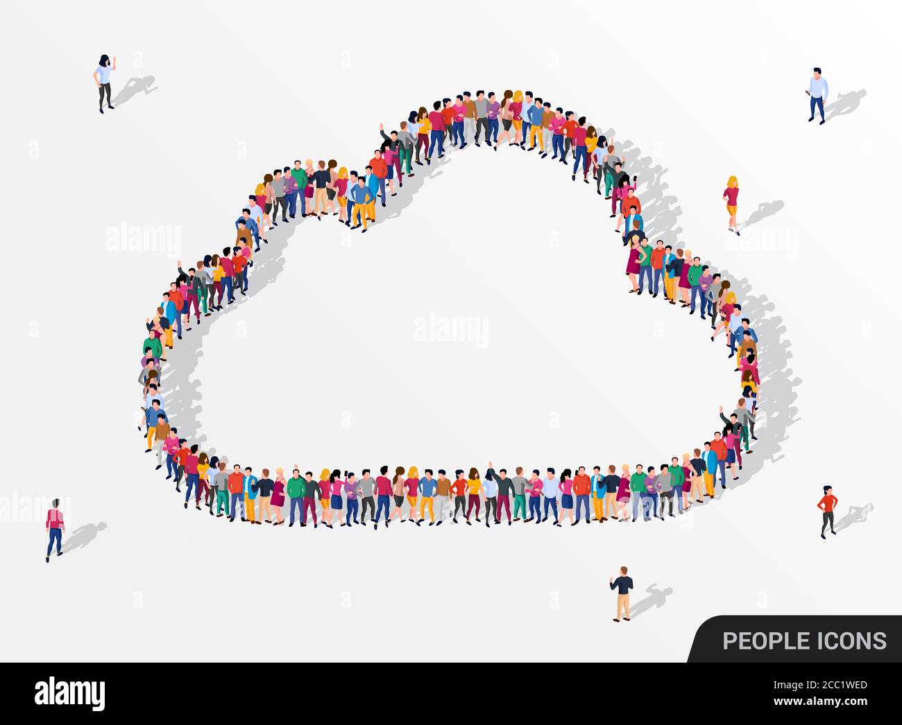 Large group of people in the form of cloud. Vector illustration Stock ...