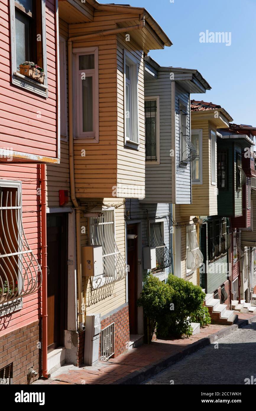 Turkey, Istanbul, Wooden houses with bay window Stock Photo - Alamy