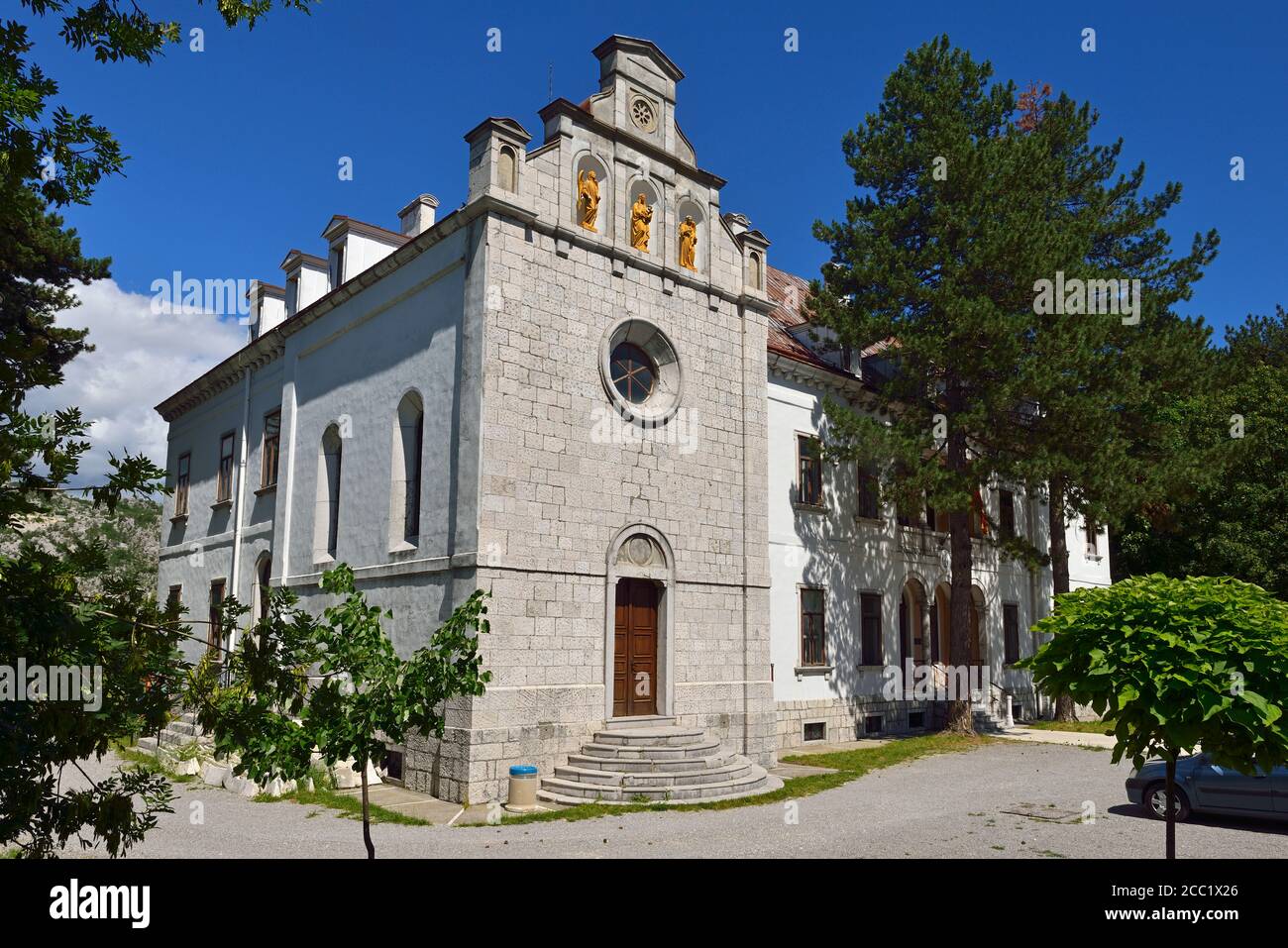 Montenegro, View of Austrian Embassy with chapel Stock Photo - Alamy
