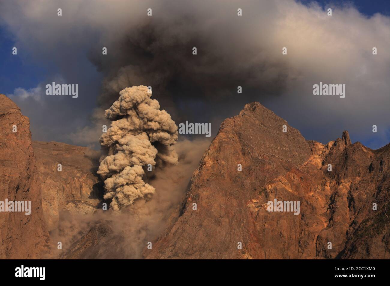 Indonesia, View of eruption from Batu Tara volcano island Stock Photo ...