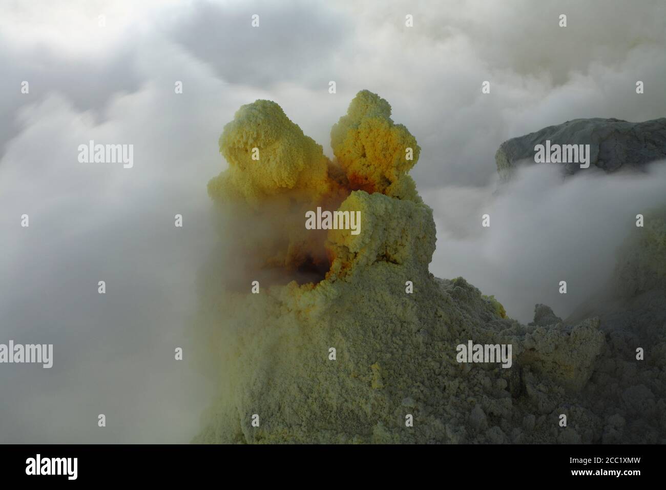 Indonesia, East Java, Welirang volcano, Sulphur deposits Stock Photo ...