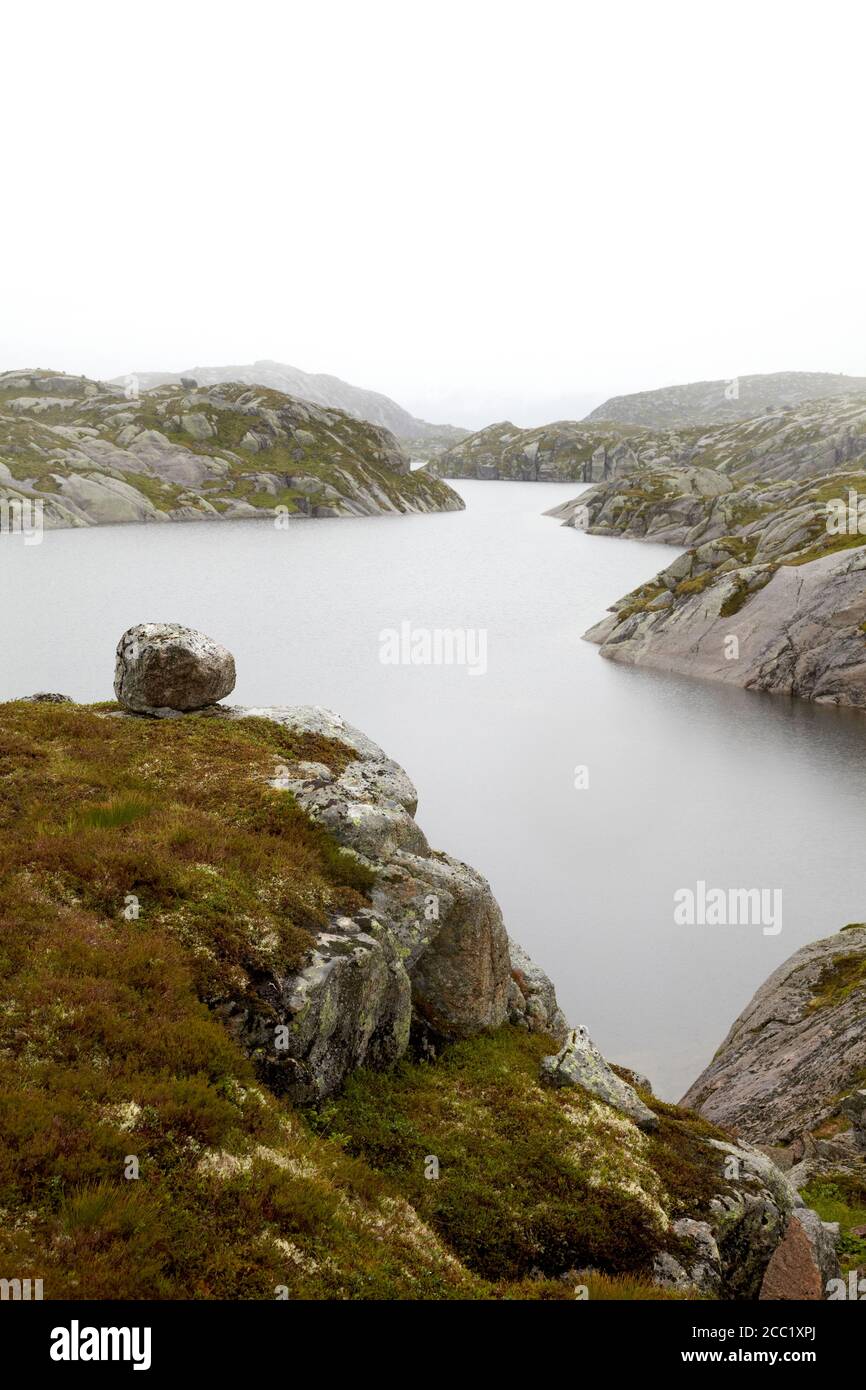 Norway, View of lake in mountain Stock Photo - Alamy