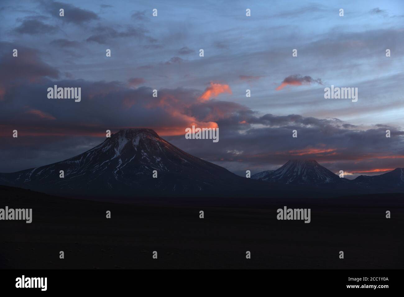 Chile, View of Lascar Volcano range Stock Photo - Alamy