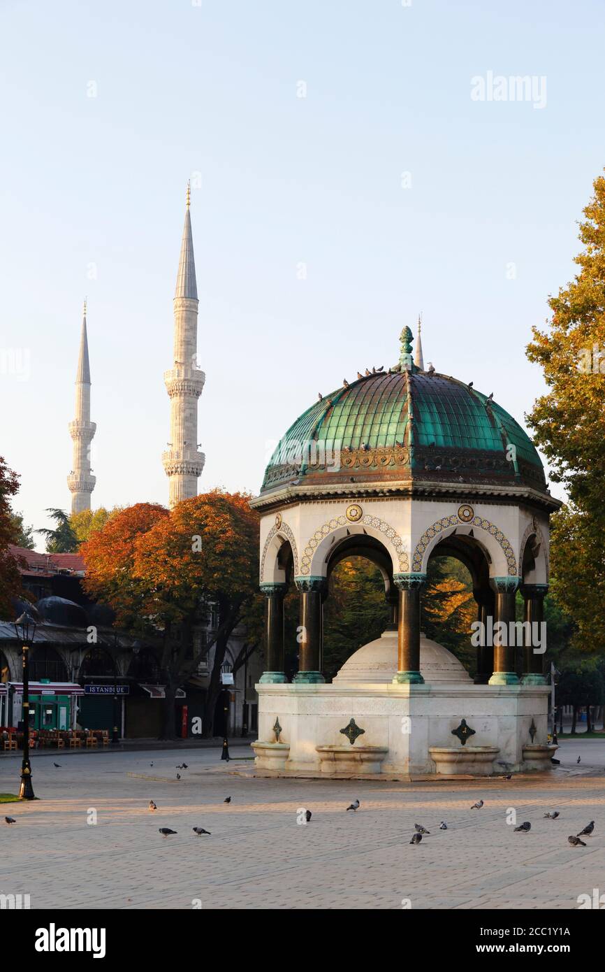 Kaiser wilhelm fountain and blue mosque at hippodrome of constantinople ...