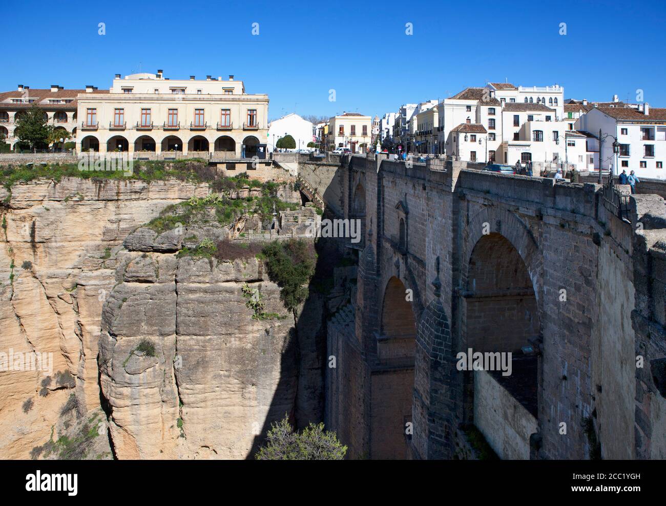 Spain, Ronda, View of Puente Nuevo bridge at Province of Malaga Stock ...