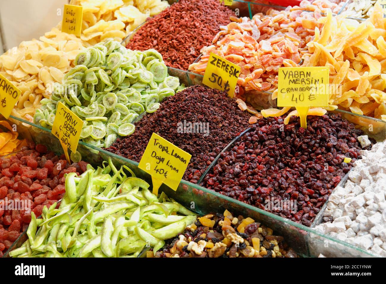Turkey, Istanbul, Variety of dried fruits at Egyptian Bazaar Stock ...