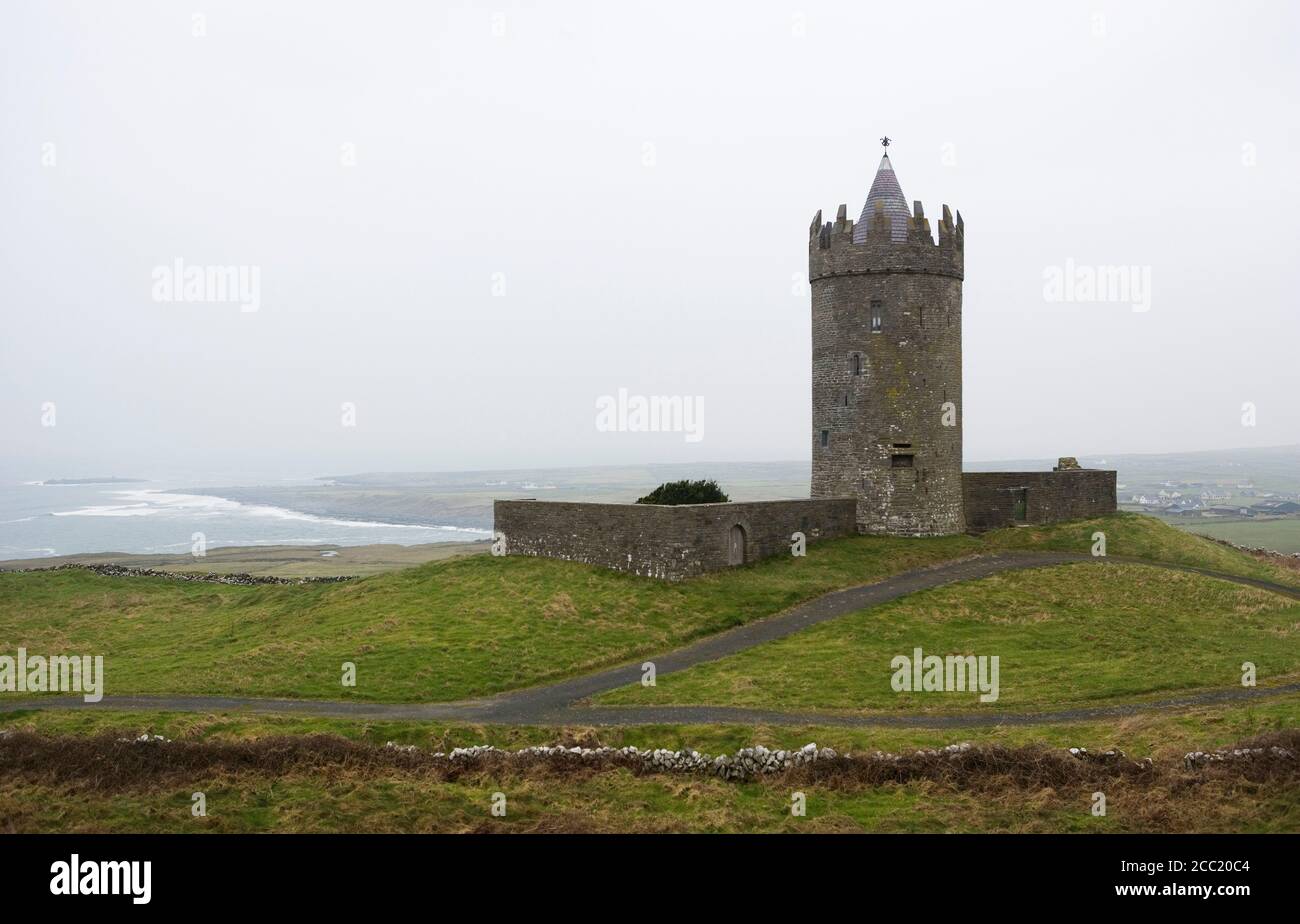 Ireland, Doonagore Castle on a hill Stock Photo - Alamy