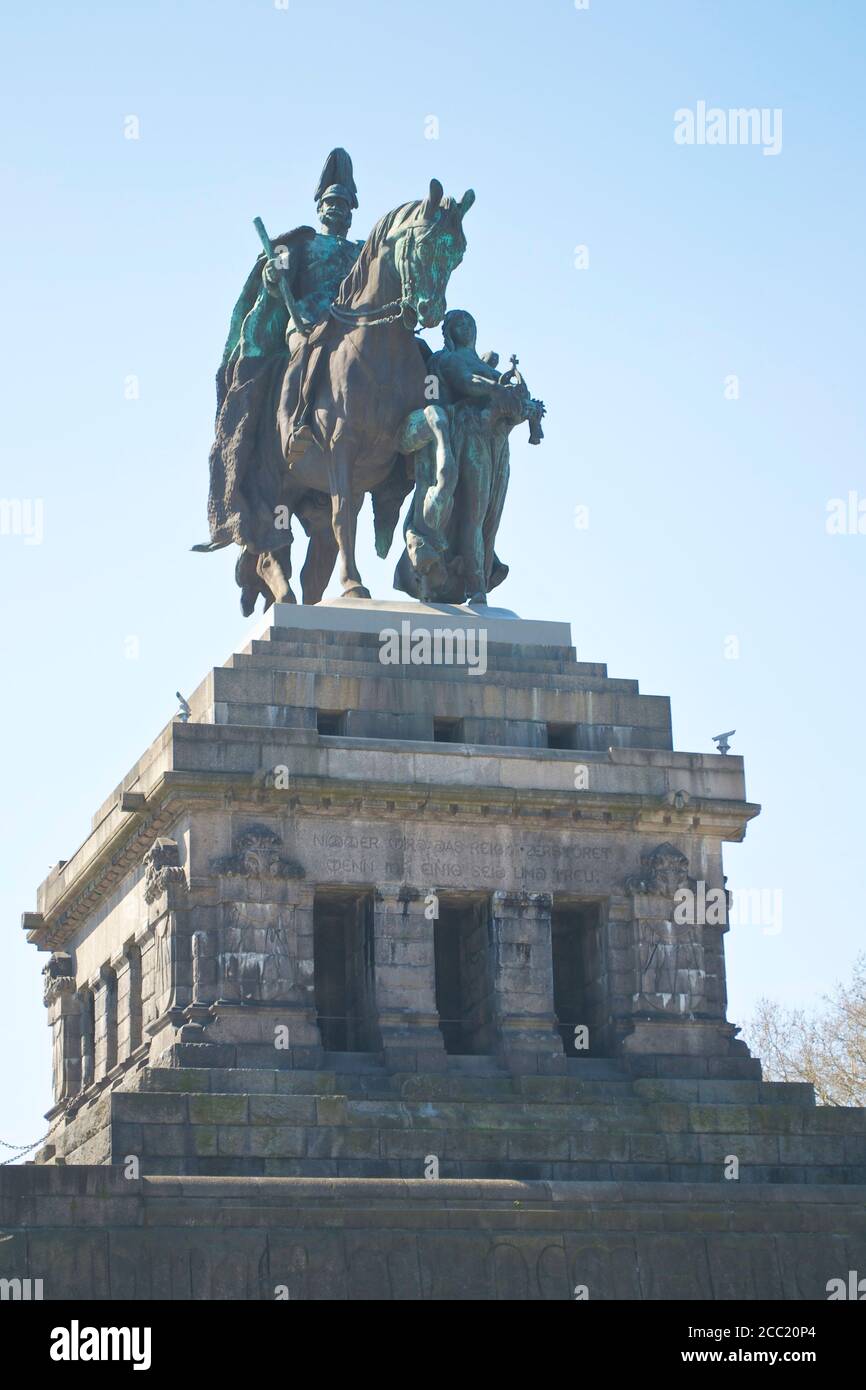 Germany, Rhineland Palatinate, Koblenz, View of Equestrian statue of ...