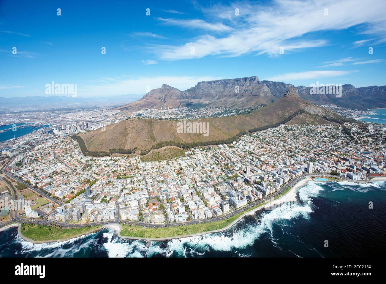 South Africa, Cape Town, Aerial view of city on island Stock Photo - Alamy