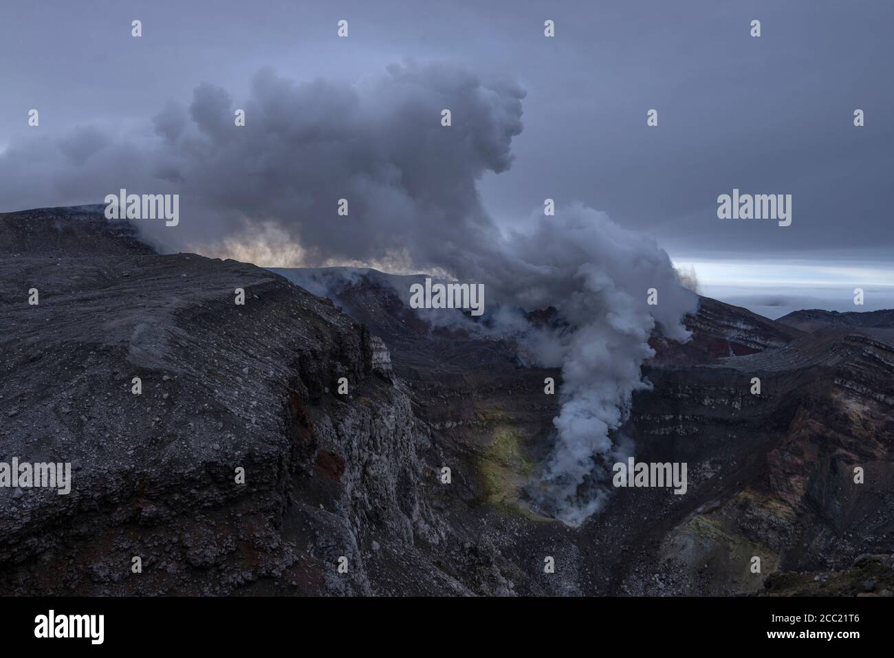Russia, View of eruption at Gorely volcano Stock Photo - Alamy