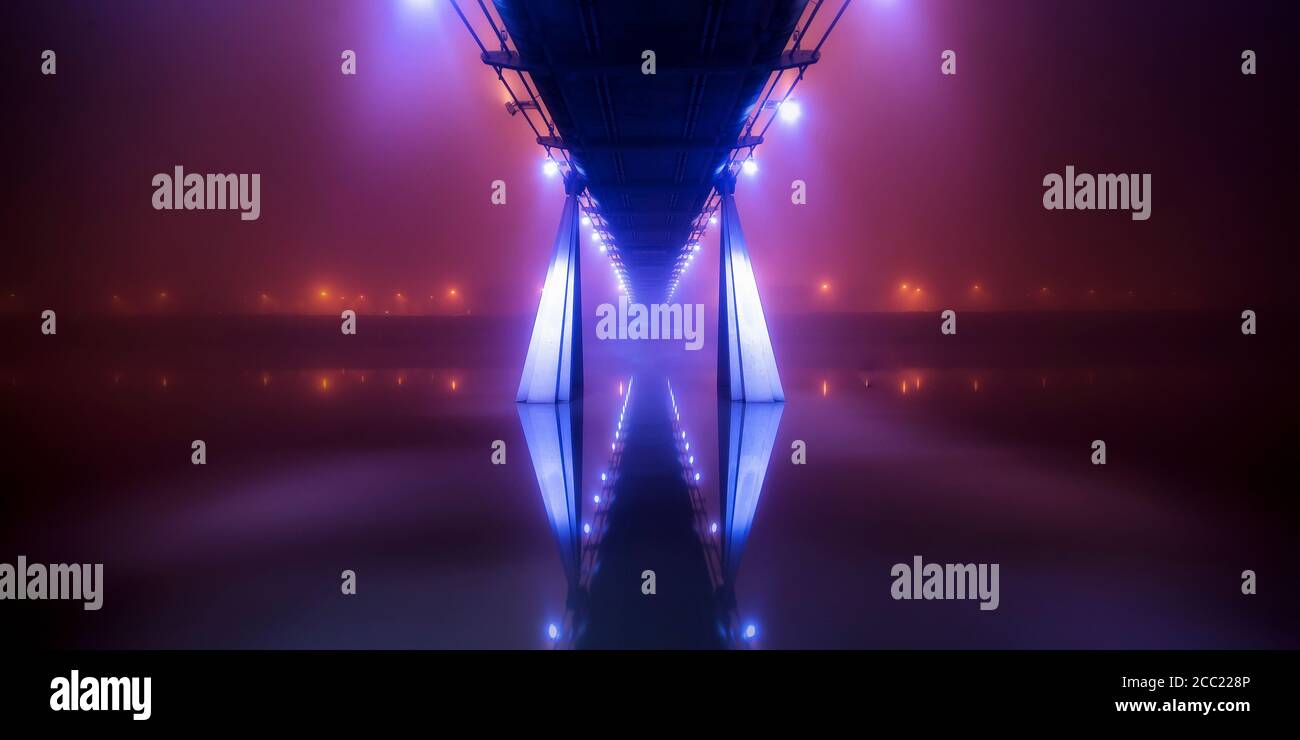 UK, England, View of Infinity Bridge at night Stock Photo - Alamy