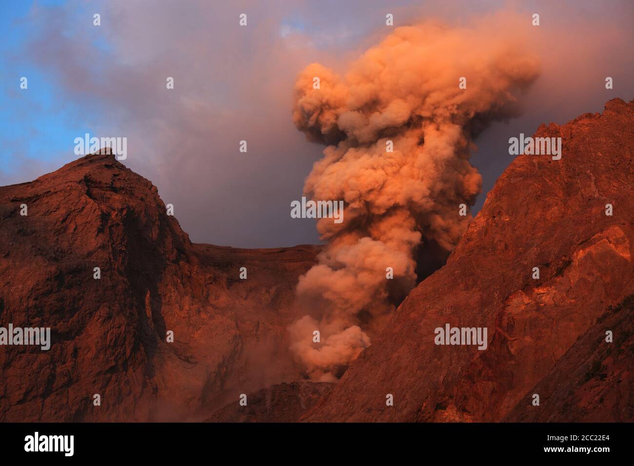 Indonesia, View of eruption from Batu Tara volcano island Stock Photo ...