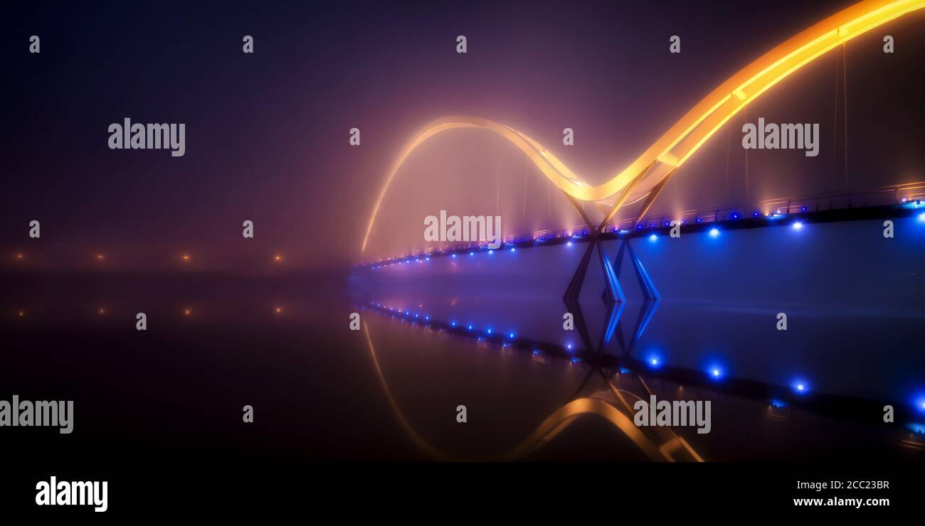 UK, England, View of Infinity Bridge at night Stock Photo - Alamy