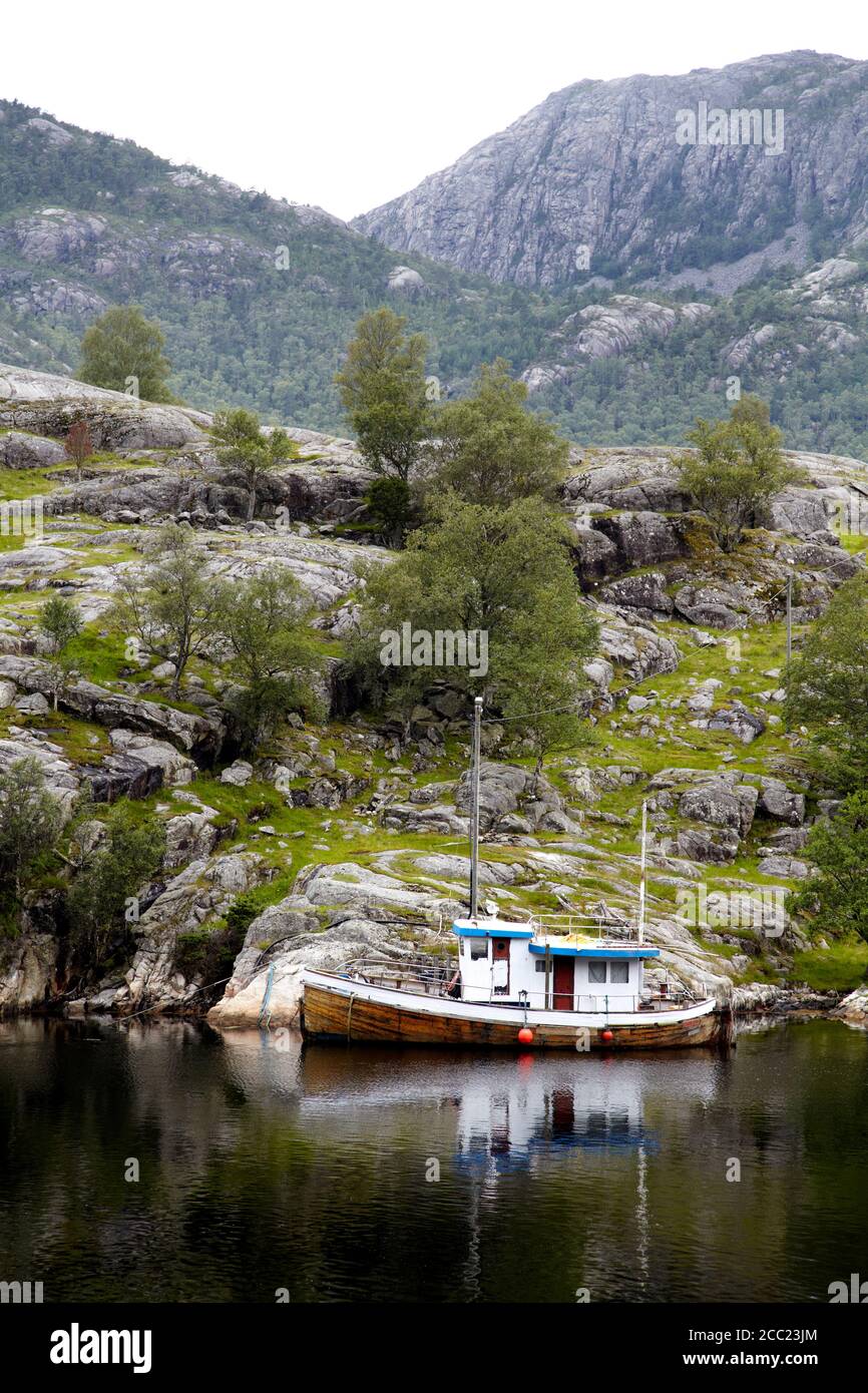 Norway, View of fjord in mountain Stock Photo - Alamy