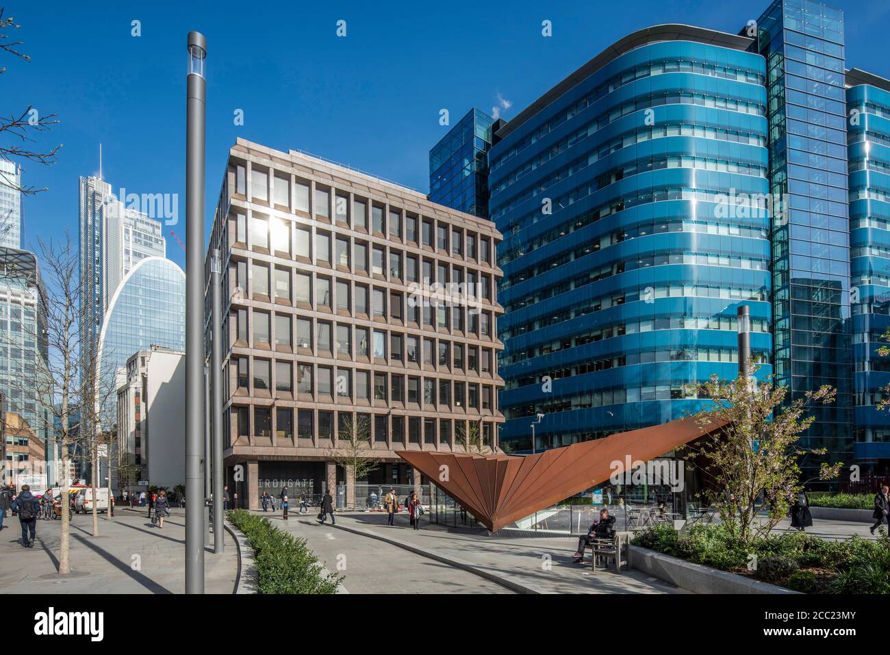 Horizontal view from Aldgate Square looking north west, with Salesforce ...
