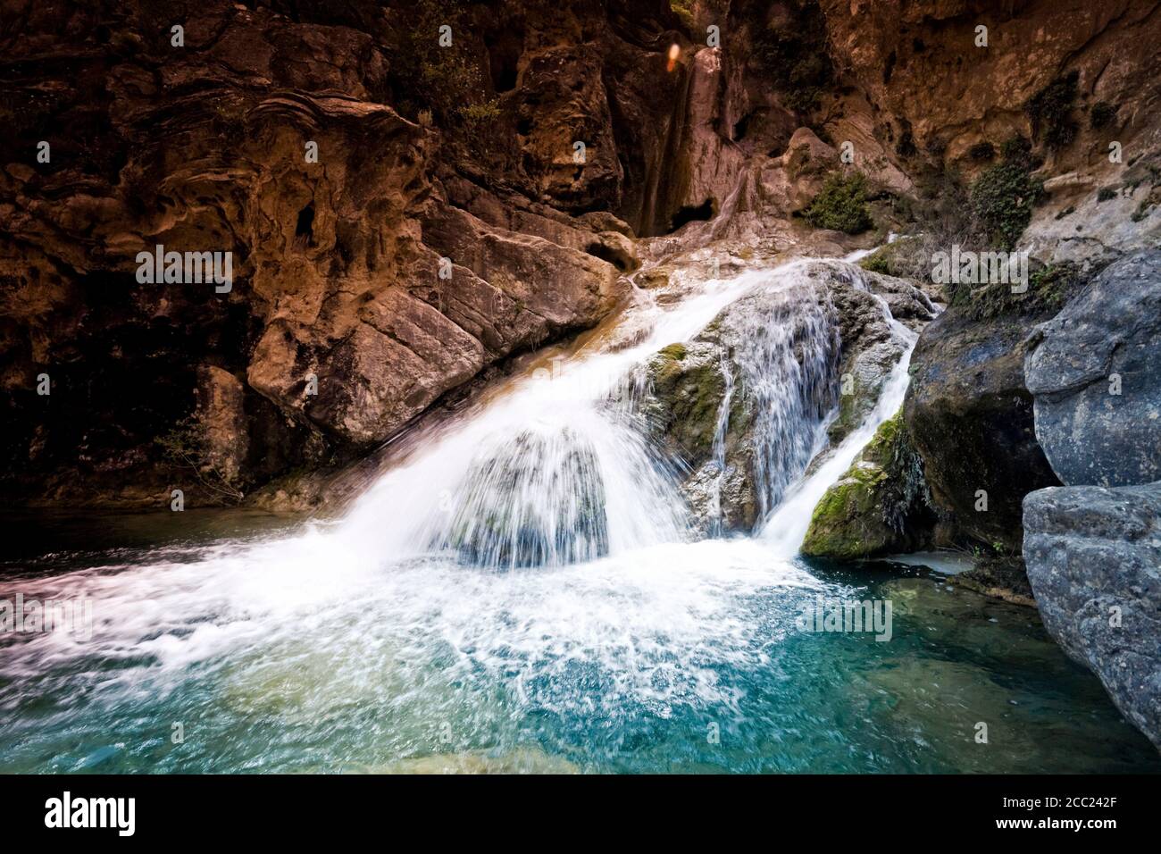 Spain, Andalusia, Waterfall of Rio Guadalquivir in Sierra de Cazorla ...