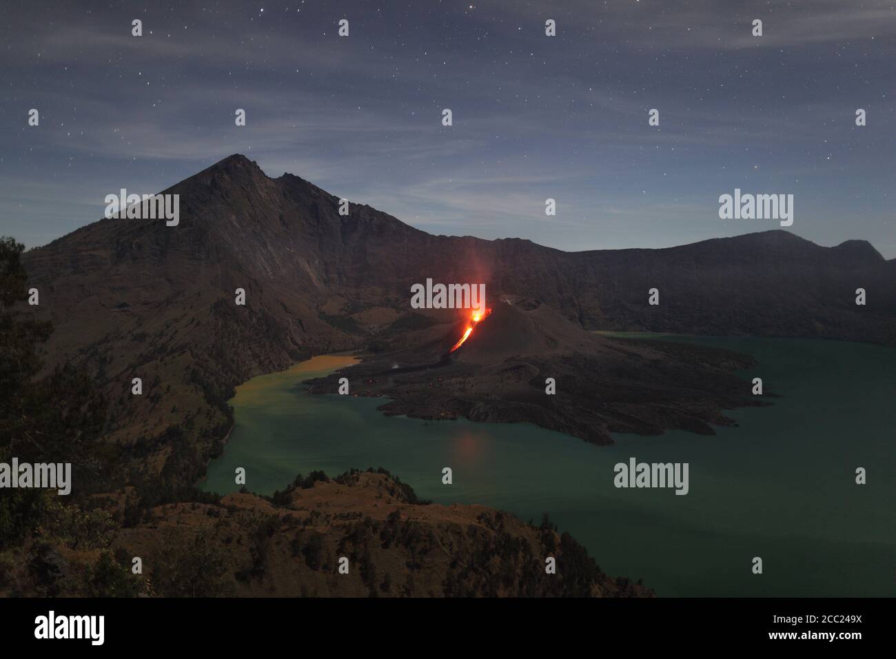 Indonesia, Lombok, Rinjani volcano at crater lake Stock Photo - Alamy