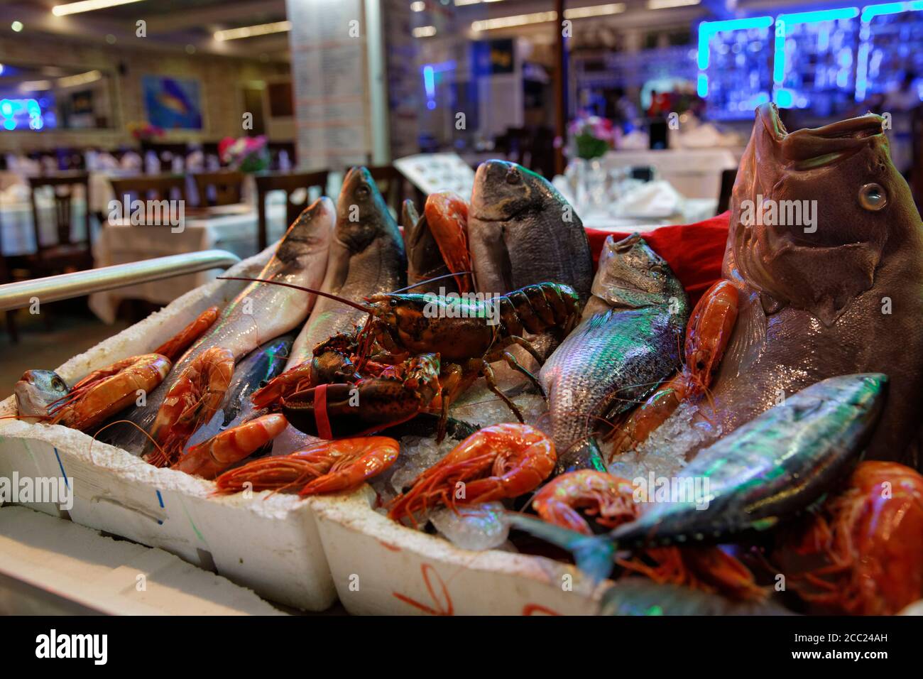 Europe, Turkey, Istanbul, Fish restaurant on Galata Bridge Stock Photo ...