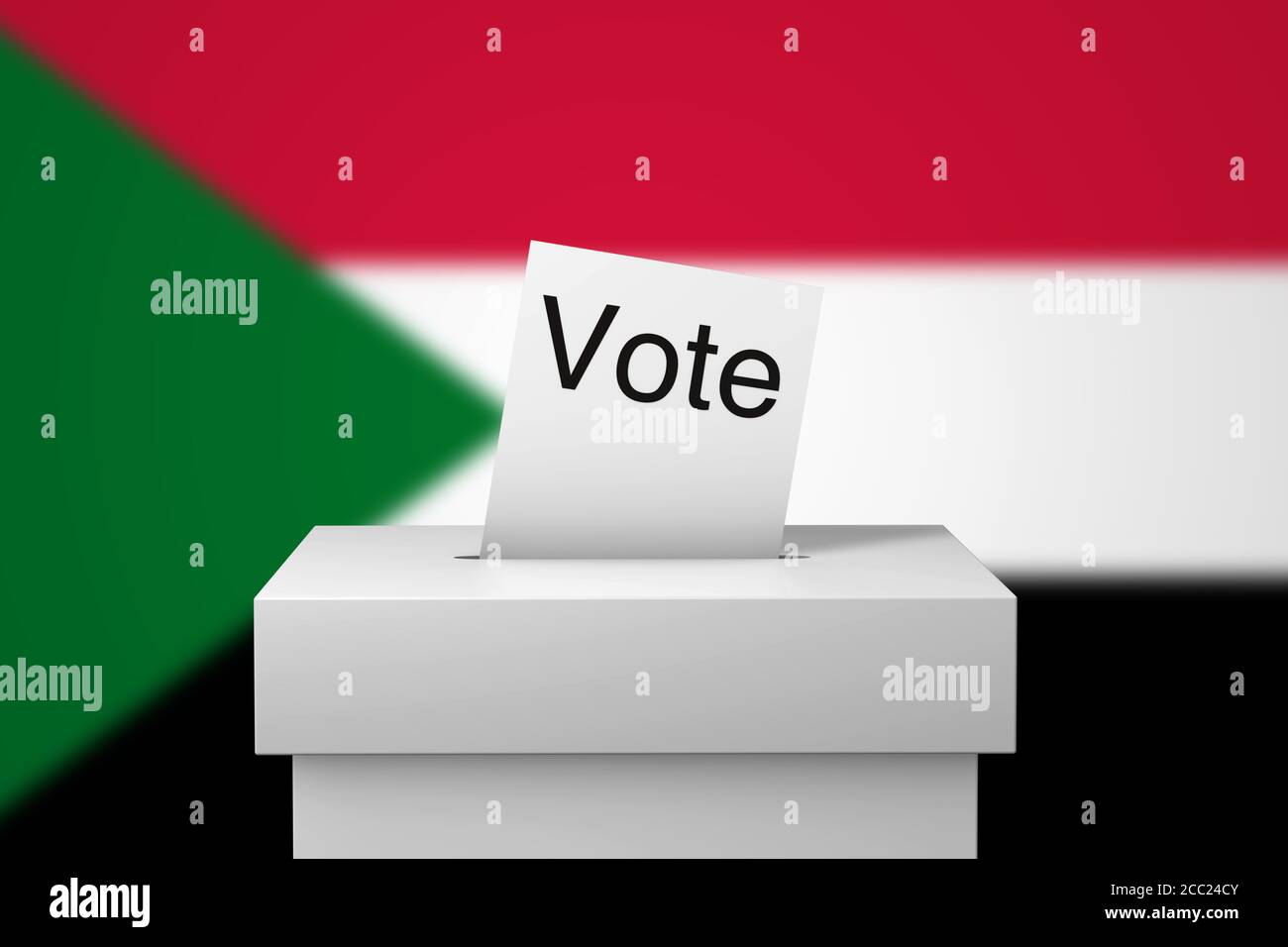 Sudan election ballot box and voting paper. 3D Rendering Stock Photo ...