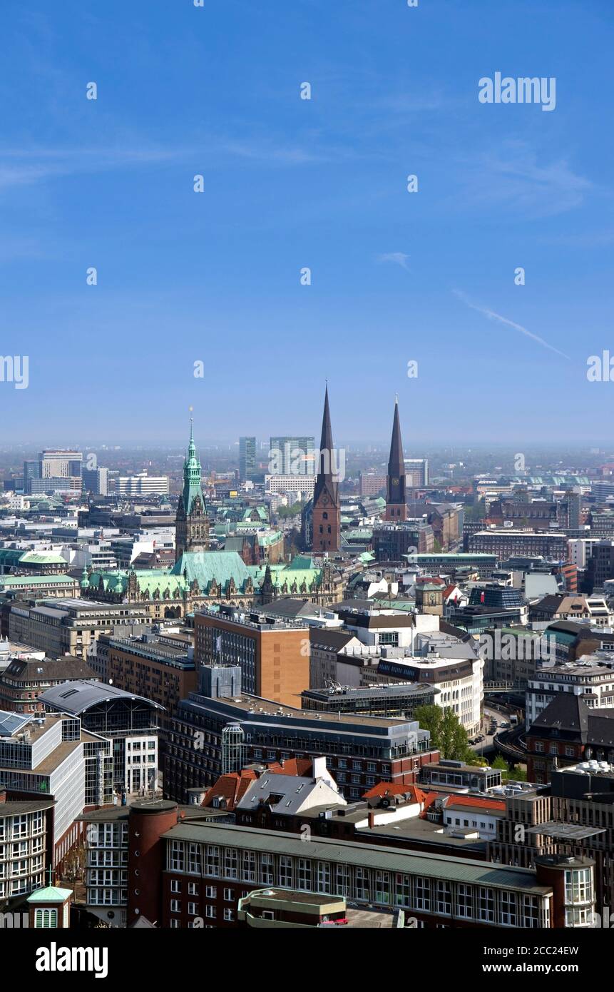 Germany, Hamburg, View of skyline with churches Stock Photo - Alamy