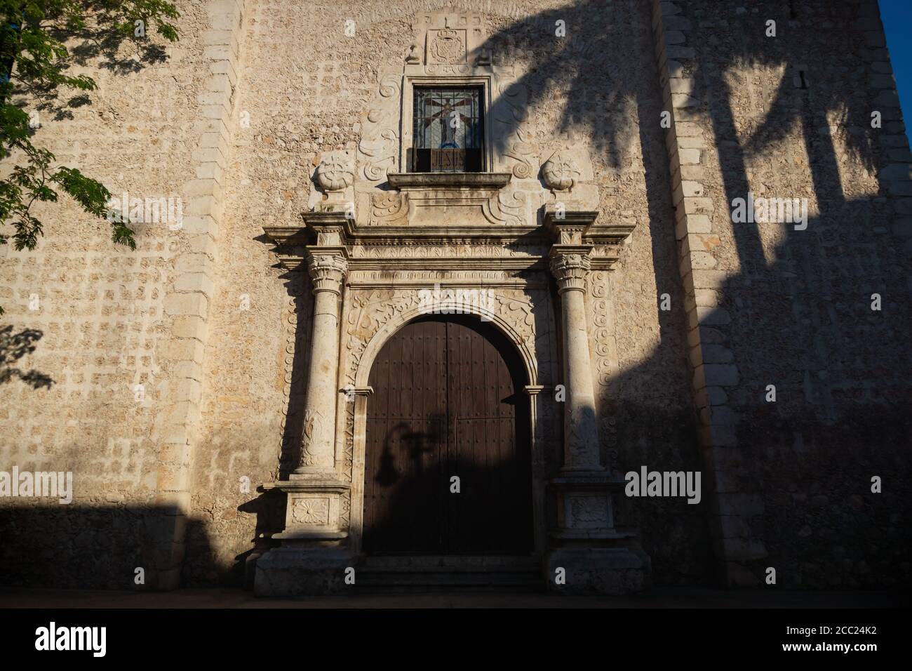 Detail of the entrance of the Church 'El Jesus' during sunset with ...