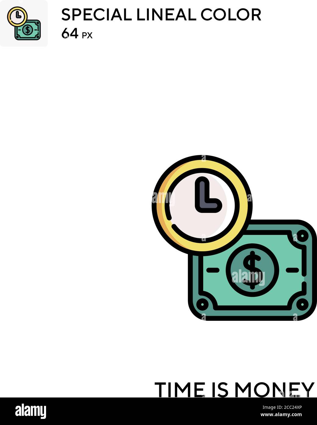 Time is money Special lineal color vector icon. Time is money icons for ...