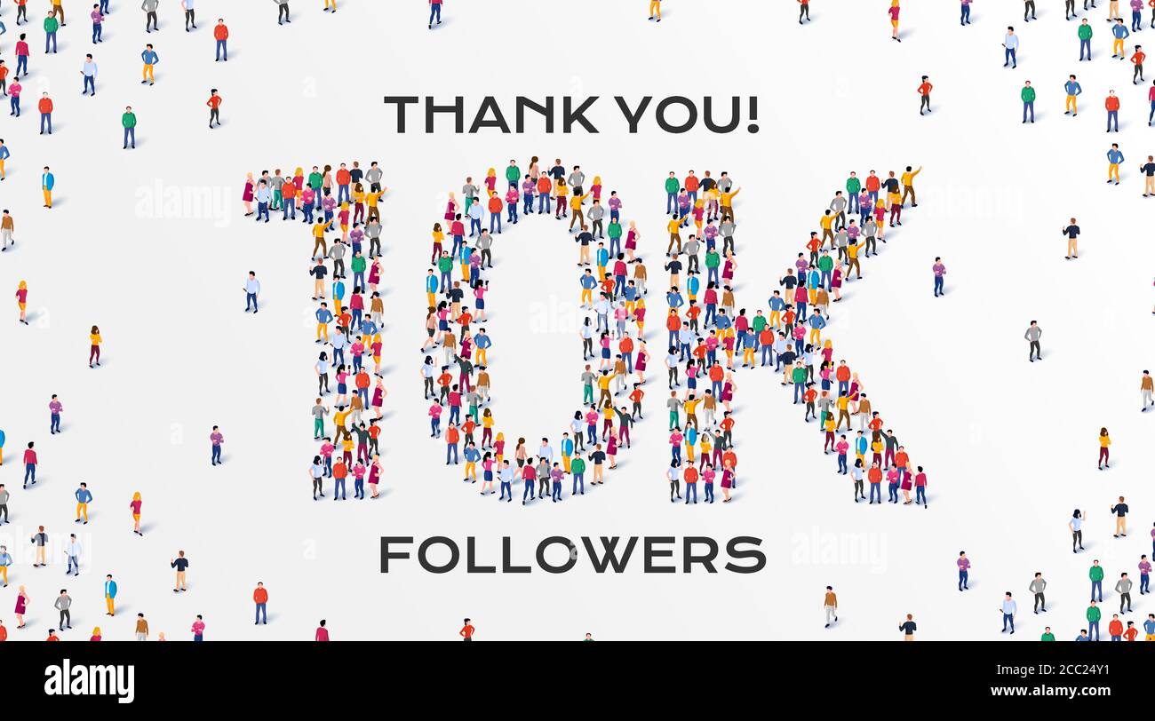 10K Followers. Group of business people are gathered together in the ...