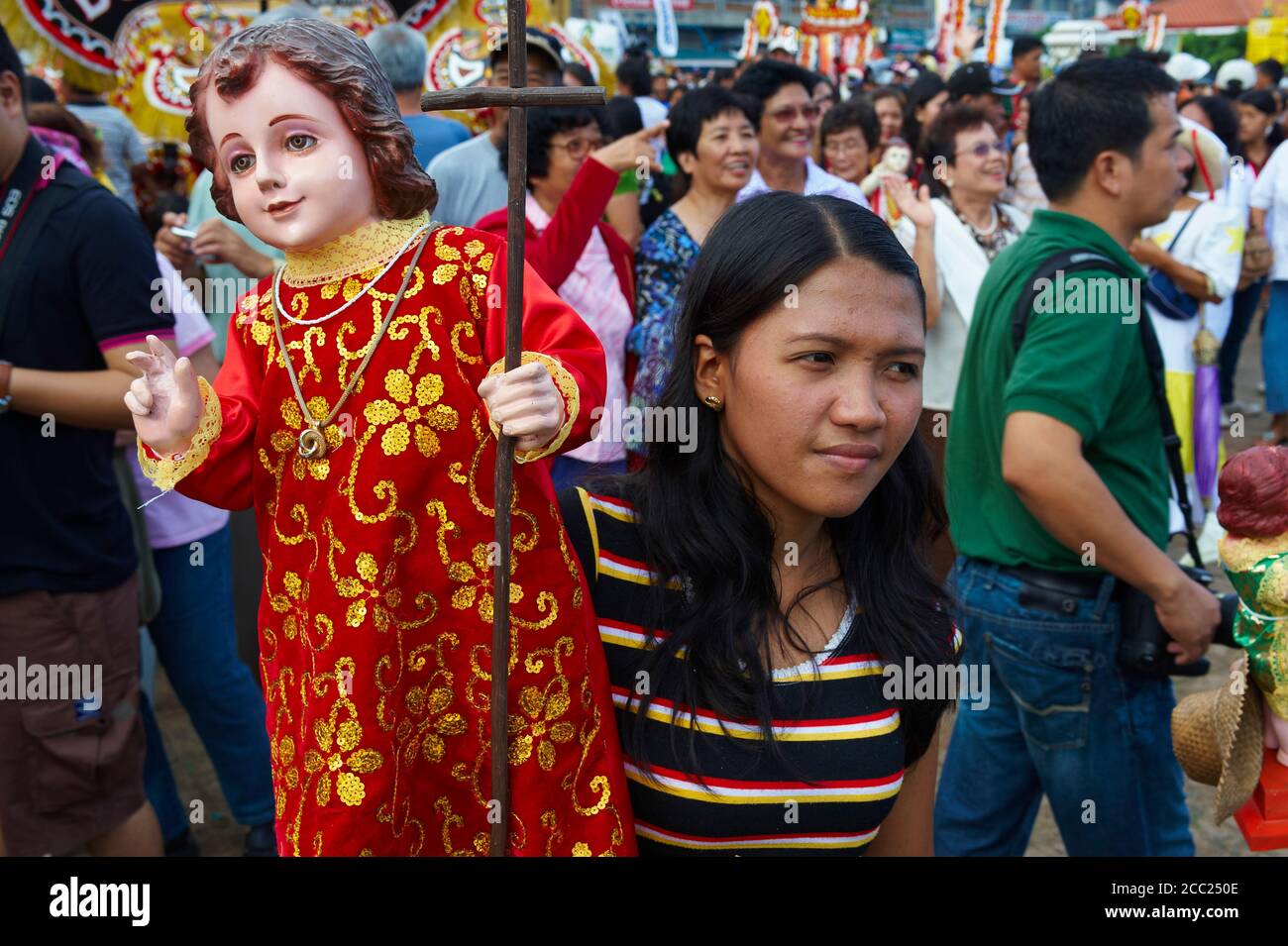 Philippines, Panay island, Kalibo city, Ati Atihan festival, procession ...