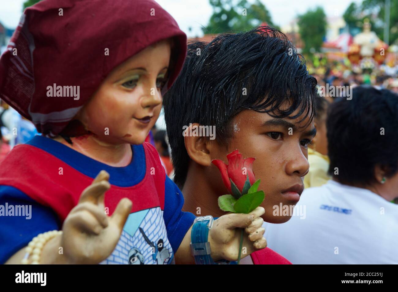 Philippines, Panay island, Kalibo city, Ati Atihan festival, procession ...