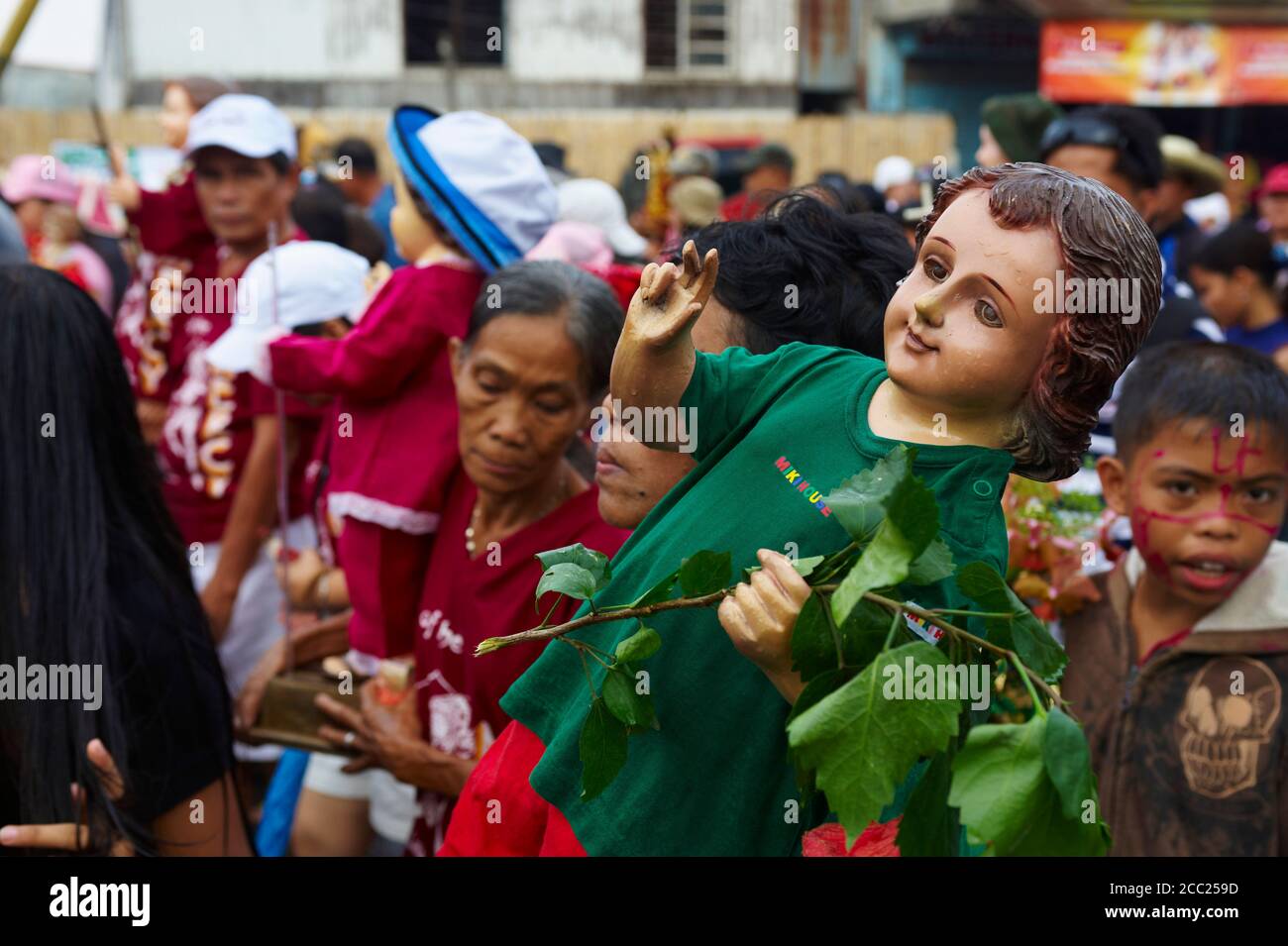 Philippines, Panay island, Kalibo city, Ati Atihan festival, procession ...