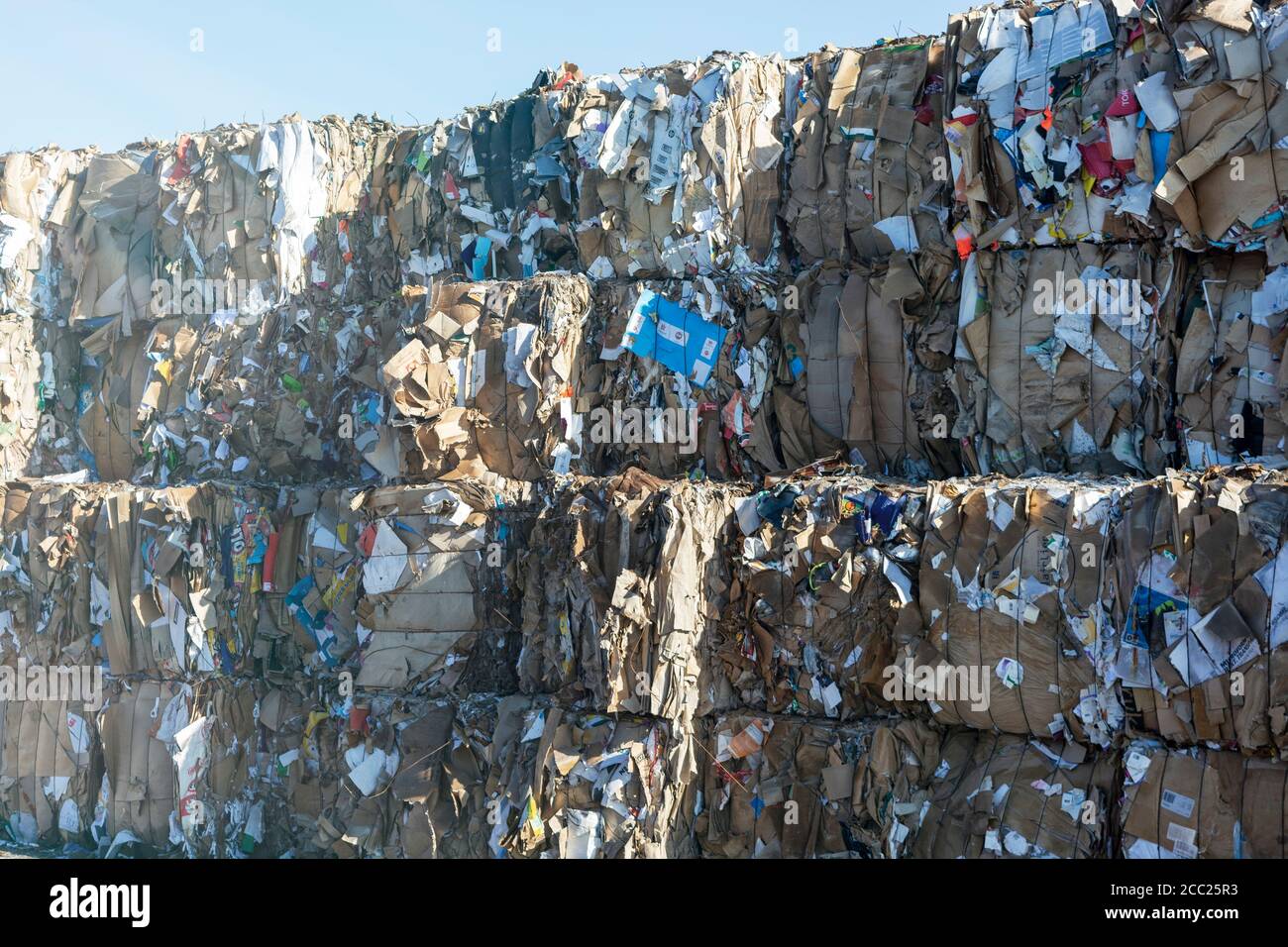 Sweden, Orebro, 24.02.2020: Bales of cardboard and box board. Waste ...