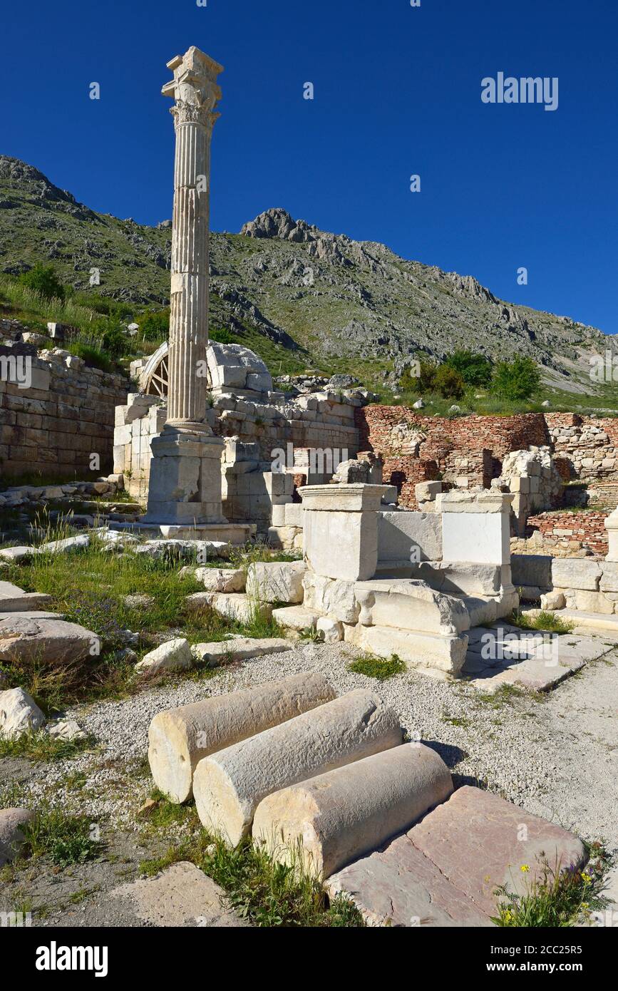 Turkey, Column of antique Nymphaeum Stock Photo - Alamy