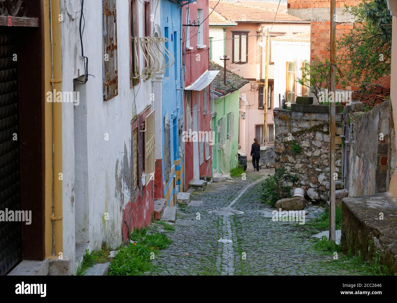 Turkey, Alley in old town of Ayvalik Stock Photo - Alamy