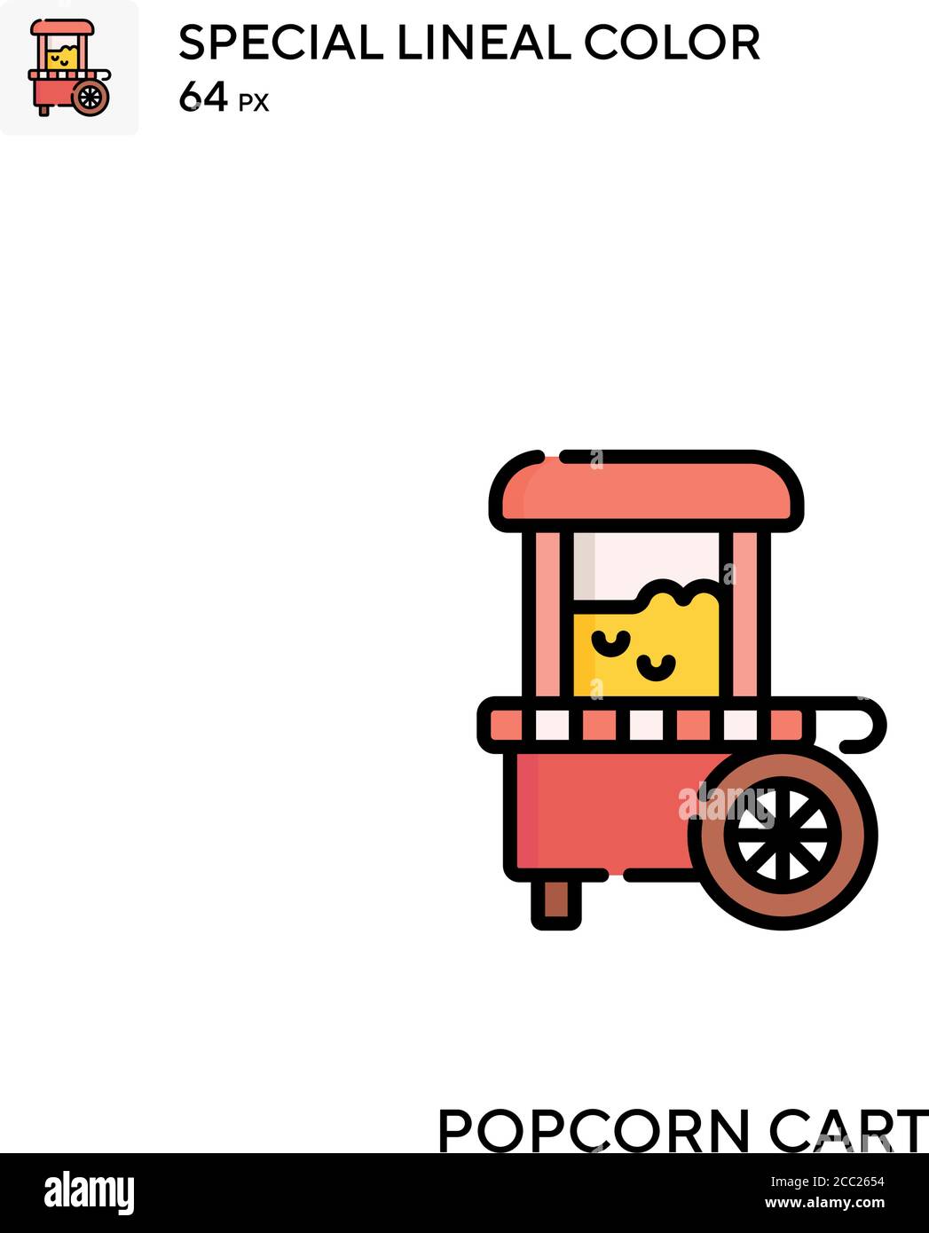 Popcorn cart Special lineal color vector icon. Popcorn cart icons for ...