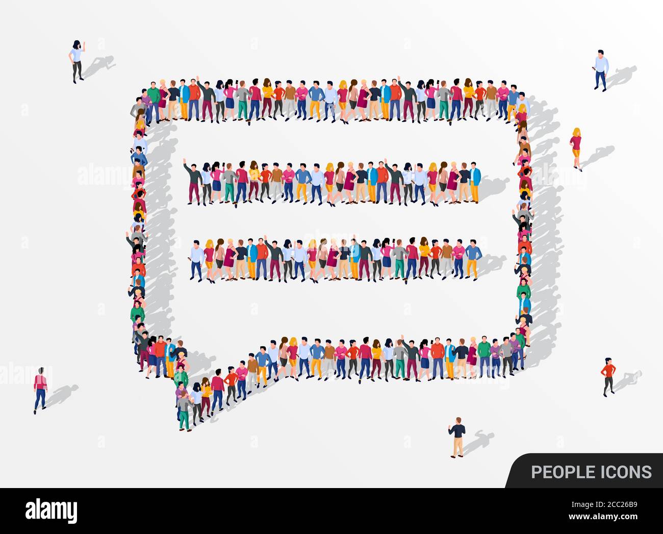 Large group of people in the shape of chat bubble. Vector illustration ...