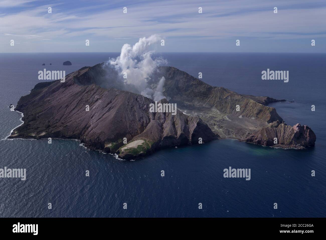 New Zealand, View of White Island volcano Stock Photo - Alamy