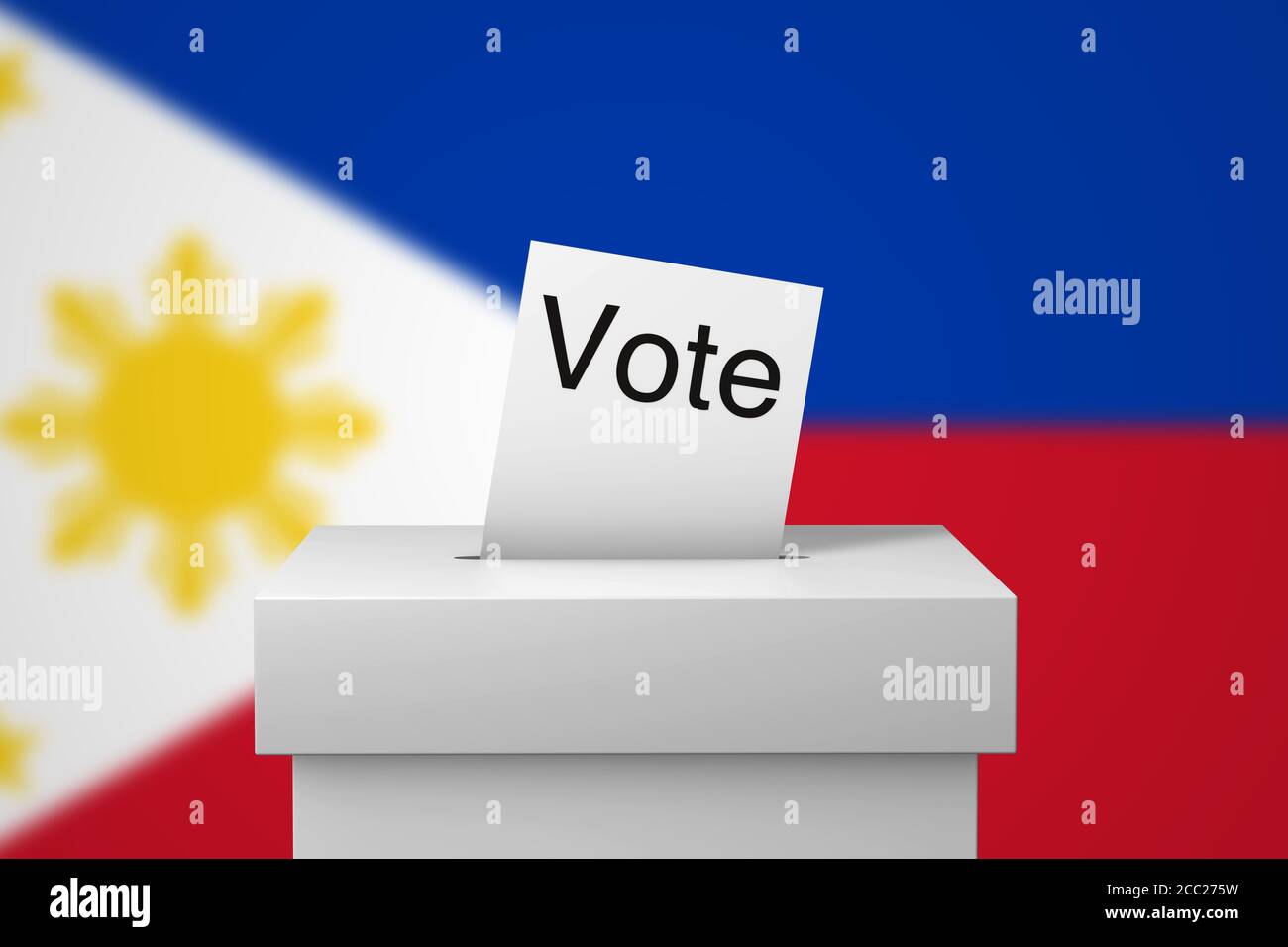 Philippines election ballot box and voting paper. 3D Rendering Stock ...