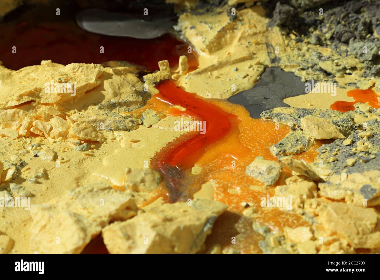 Indonesia, View of sulphur mine at Kawah Ijen Volcano Stock Photo - Alamy