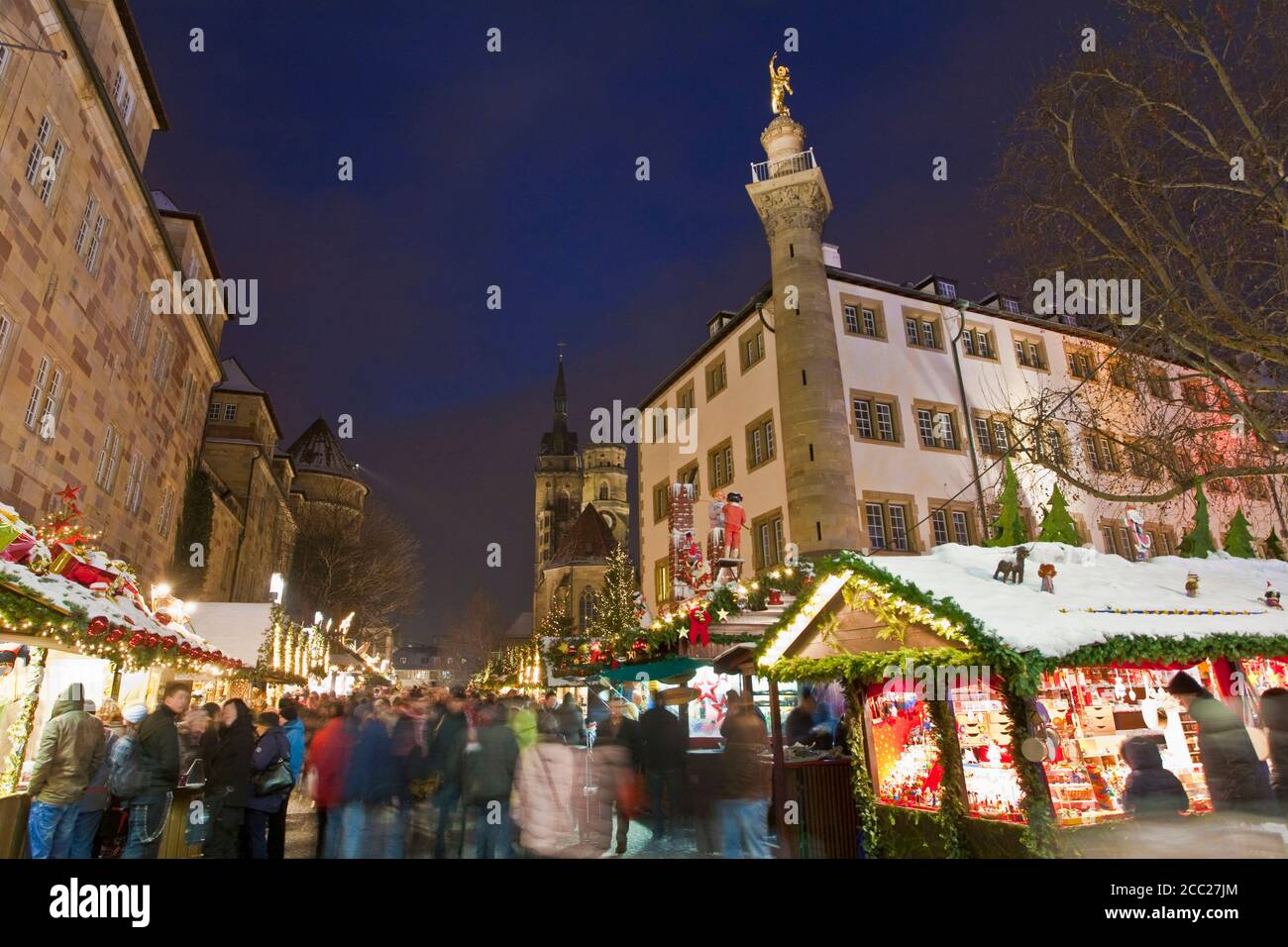 Germany, Baden Württemberg, Stuttgart, Christmas market at night Stock ...
