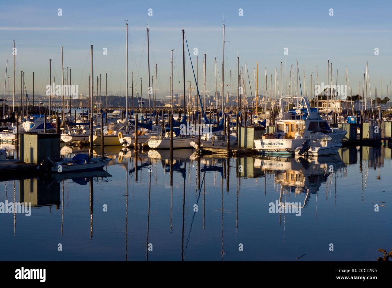 Sunrise on boats docked at Berkeley, California marina Stock Photo - Alamy