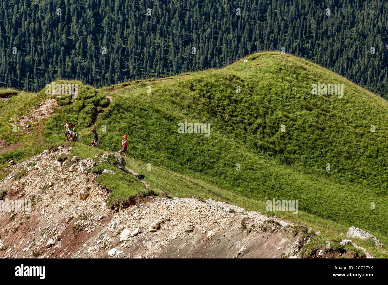 Italy Veneto Dolomiti - Hikers prepare to walk the Astaldi equipped ...