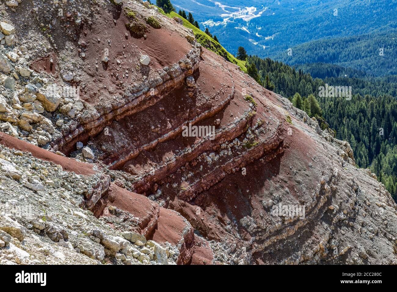 Italy Veneto Dolomiti - Rock layers seen from the Astaldi aided path ...