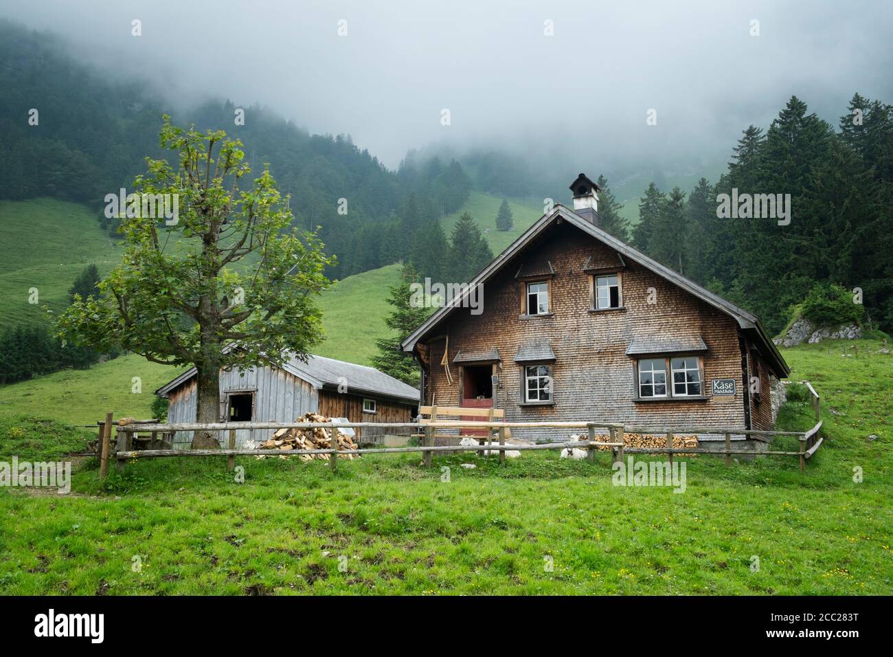 Switzerland, View of mountain hut in swiss alps Stock Photo - Alamy