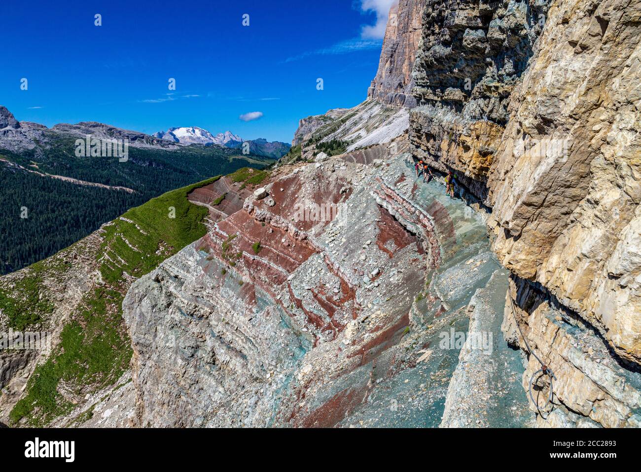Italy Veneto Dolomiti - Hikers along the Astaldi aided path Stock Photo ...