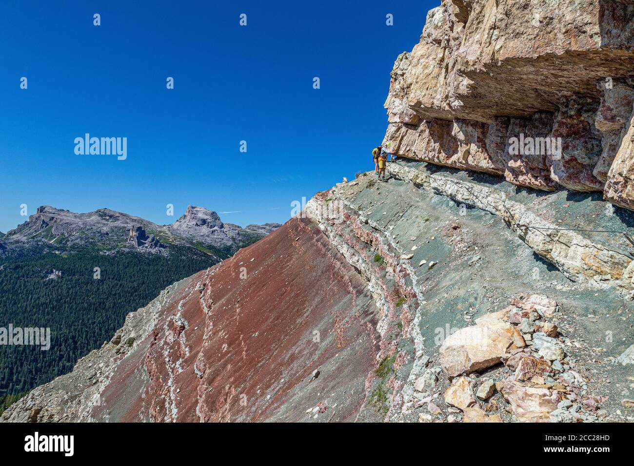 Italy Veneto Dolomiti - Hikers along the Astaldi aided path Stock Photo ...
