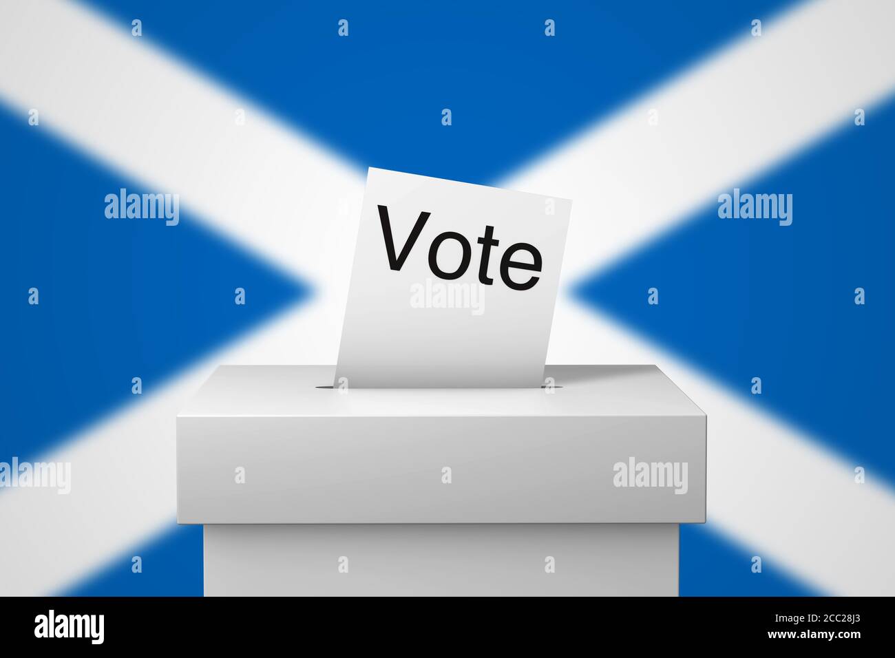 Scotland election ballot box and voting paper. 3D Rendering Stock Photo ...