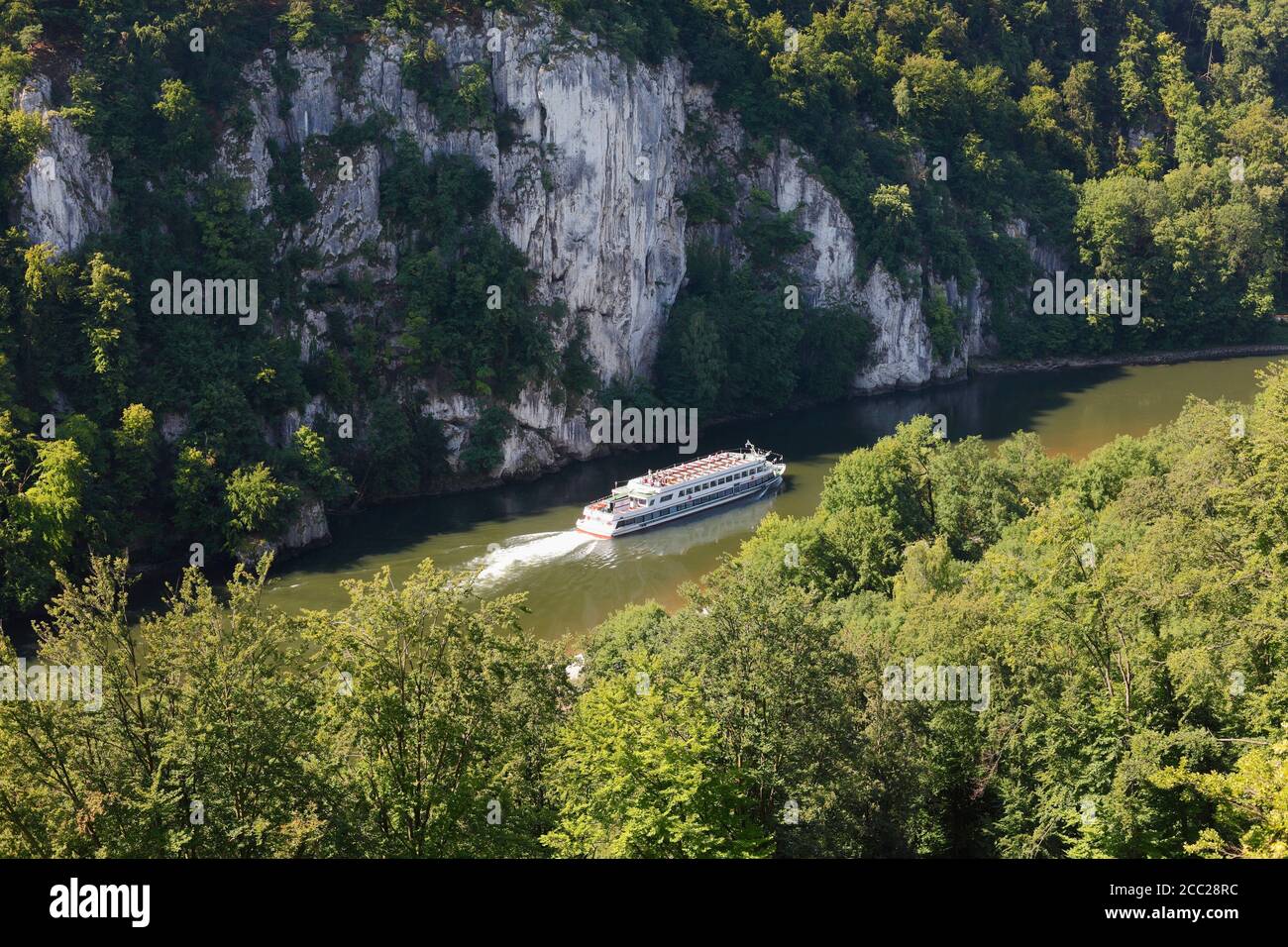View of ship in danube river at danube gorge hi-res stock photography ...