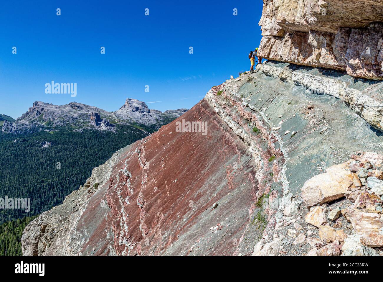 Italy Veneto Dolomiti - Hikers along the Astaldi aided path Stock Photo ...