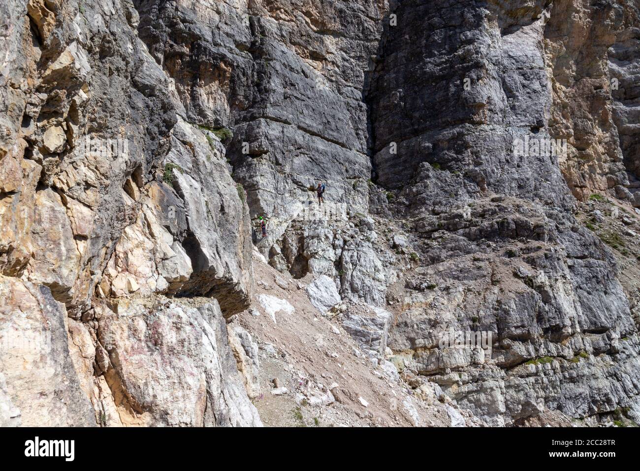 Italy Veneto Dolomiti - Hikers along the Astaldi aided path Stock Photo ...